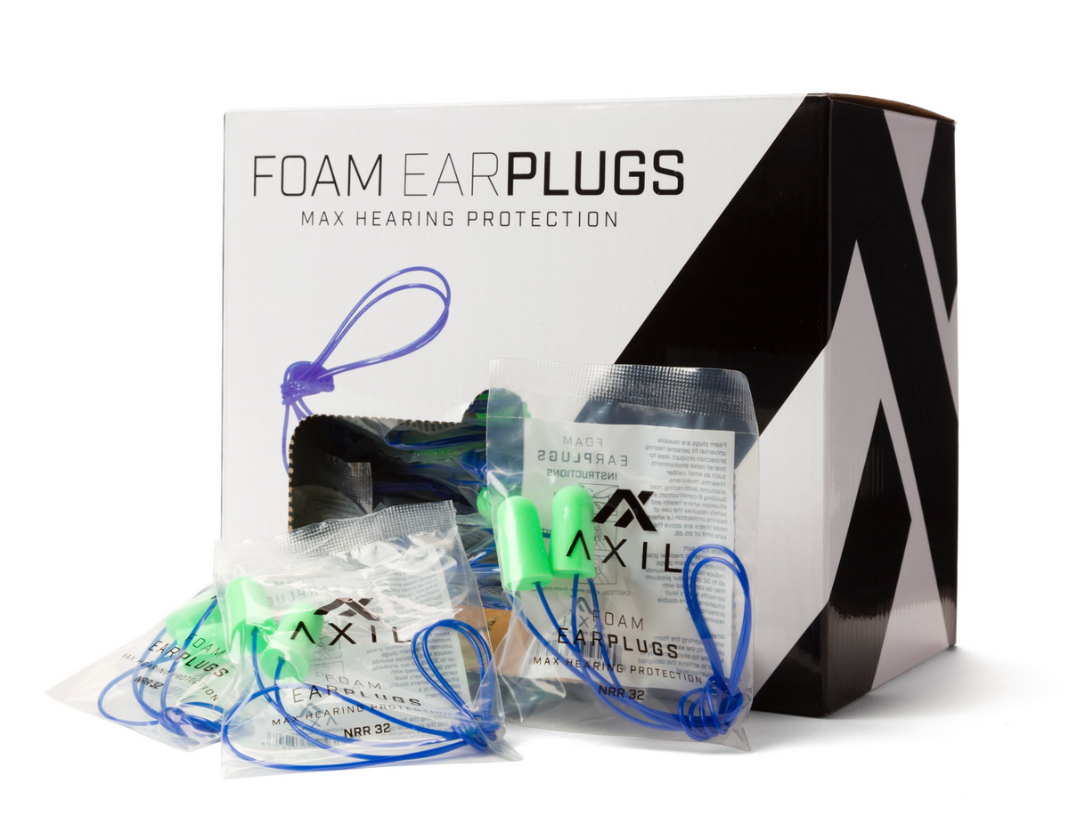 Foam Ear Plugs - 100 Pair Box w/ Lanyard – AXIL